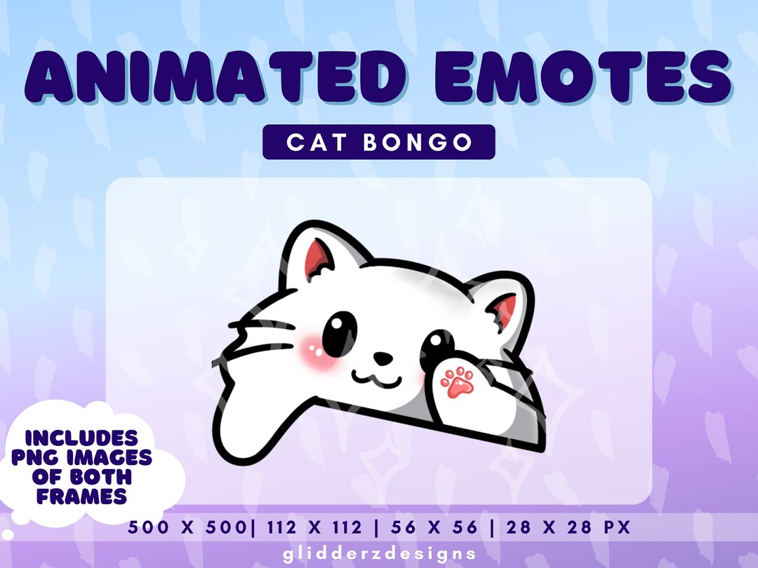 White Bongo Cat Animated Emote | Bongo Cat Twitch Emote | White Cat ...