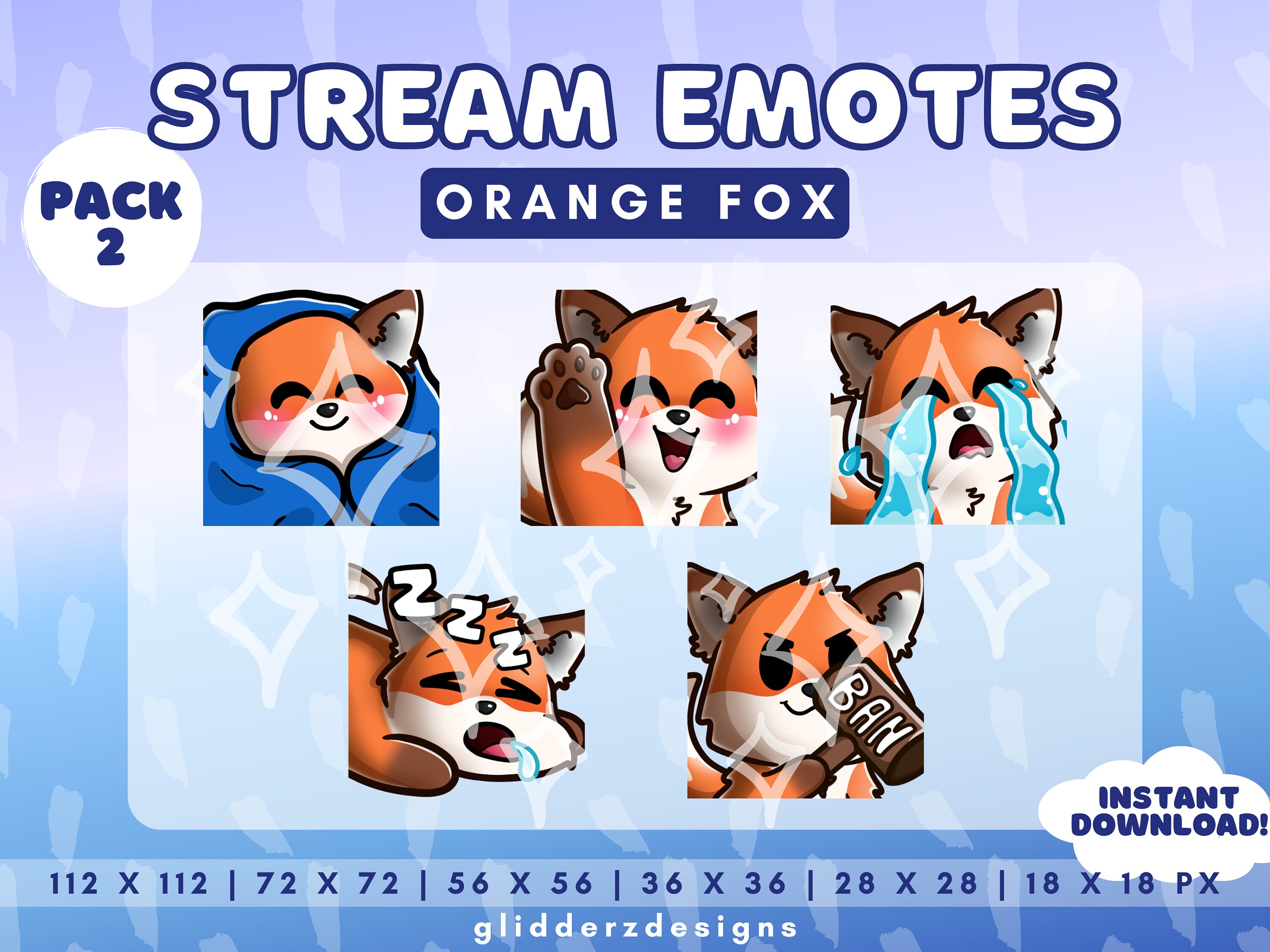 20x Fox Twitch Emotes Cute Fox Emotes For Streamers 20 Etsy