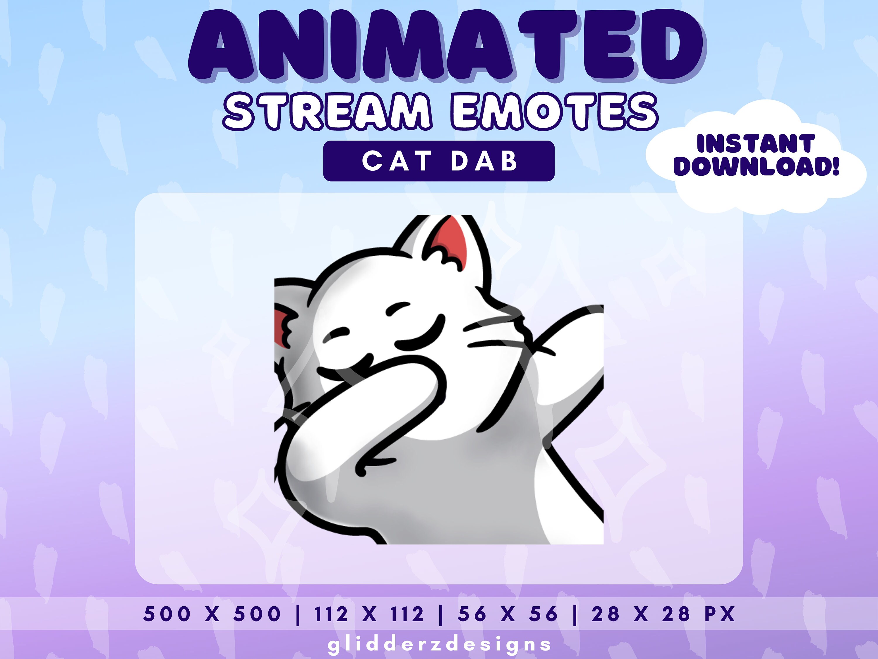 White Cat Dab Animated Emote Animated Dab Twitch Emote - Etsy