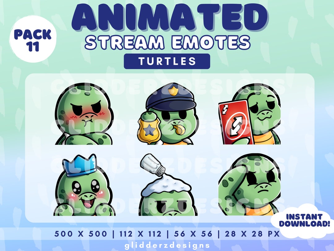 Turtle Animated Twitch Emote Pack 11 | 6 Turtle Animated Emotes ...