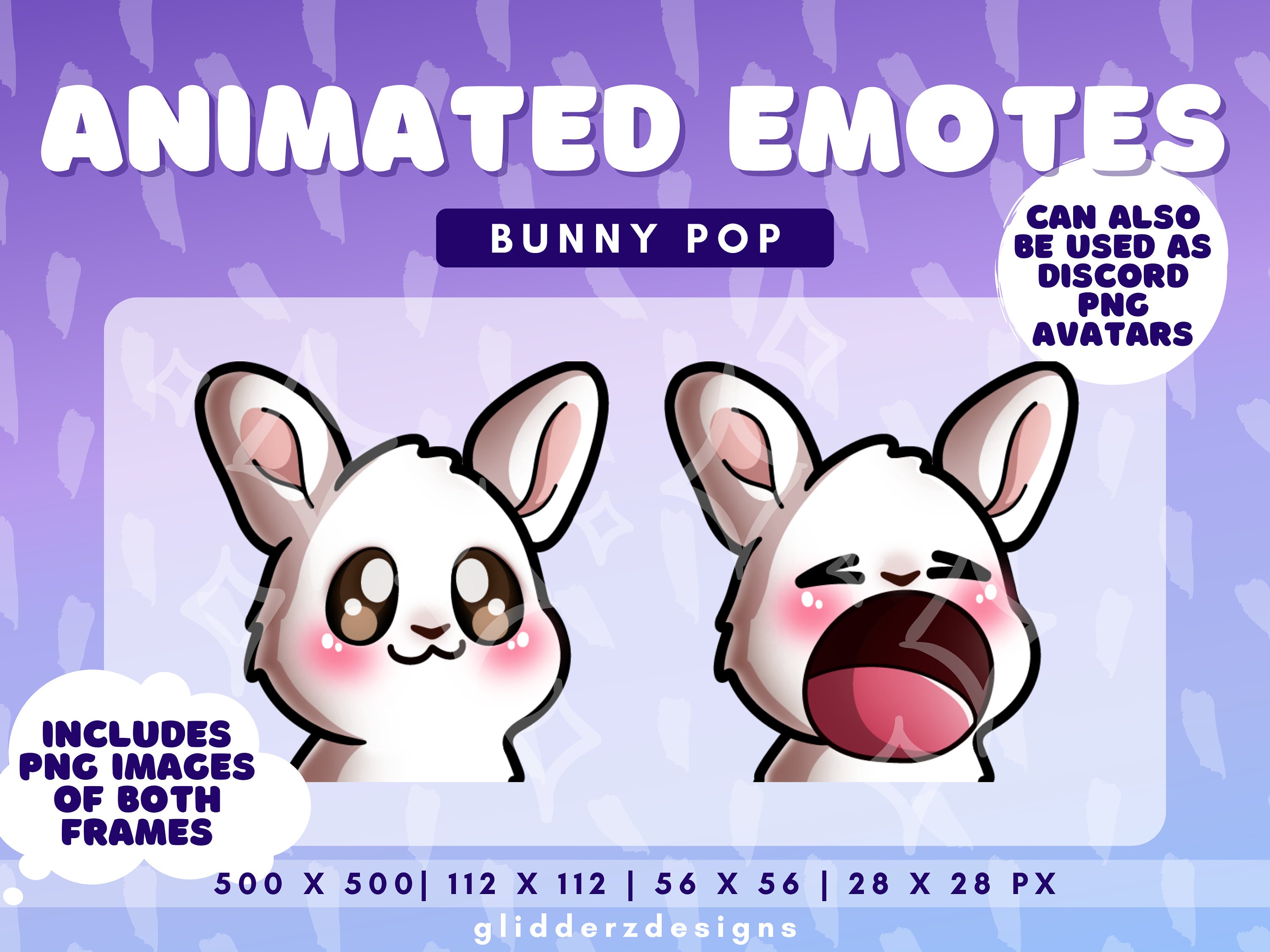 White Bunny Pop Emote Animated Bunny Pop Cat Emote Pop - Etsy