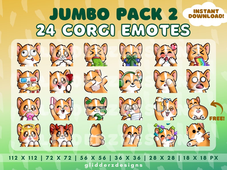 Corgi Twitch Emote Jumbo Pack 2 | 24 Corgi Emotes for Twitch, Youtube ...