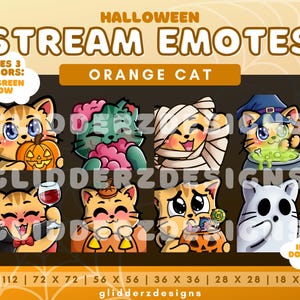Orange Cat Halloween Emote Pack | Halloween Cat Emotes | 8 Halloween ...