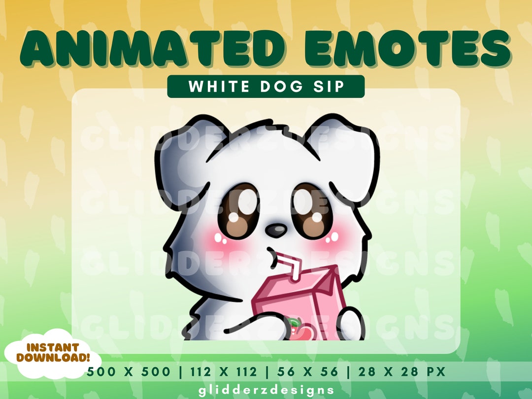 White Dog Sip Animated Twitch Emote | White Dog Animated Emote | Sip ...