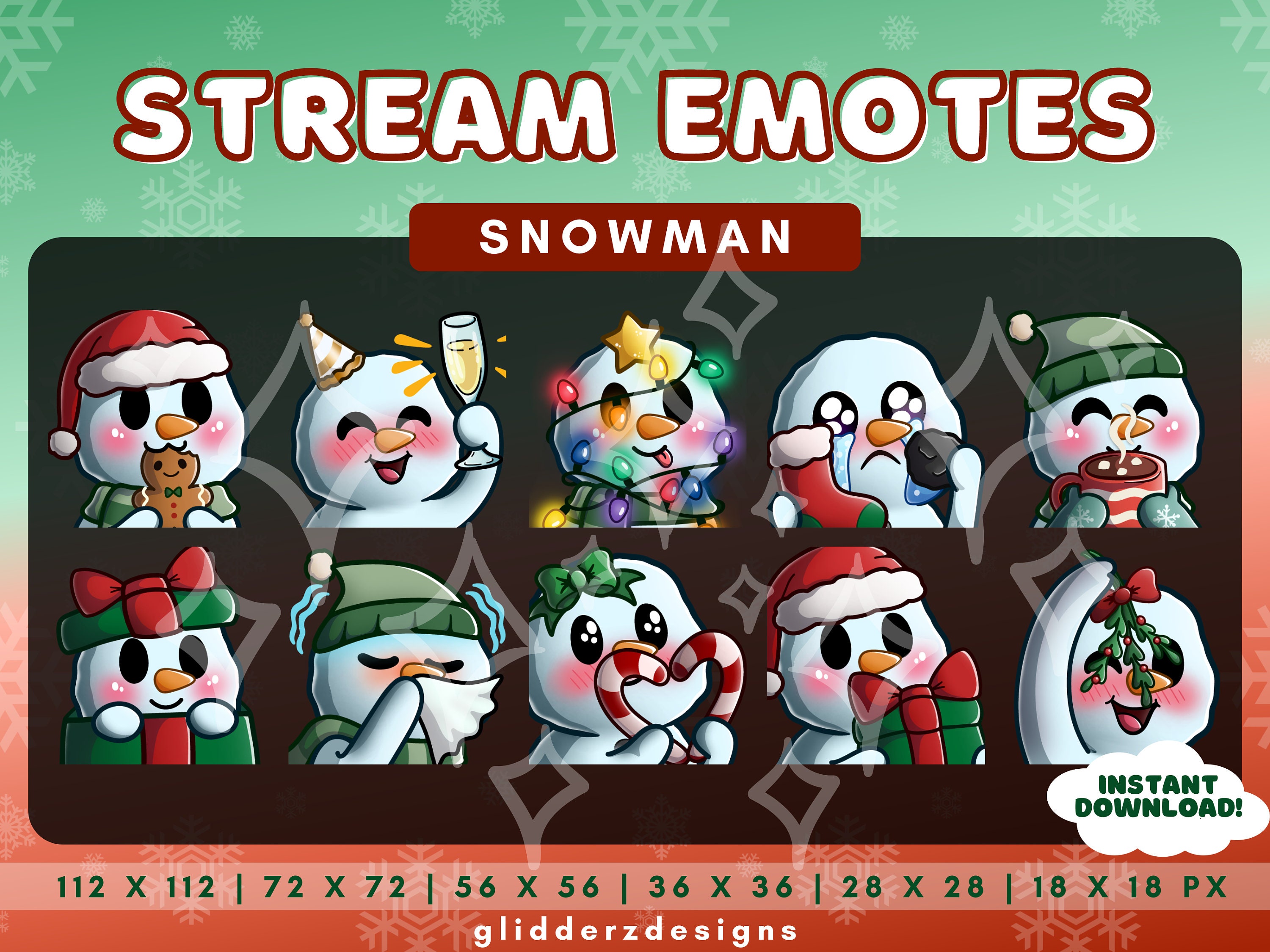 Snowman Twitch Emote 10-pack Snowman Christmas Twitch Emotes - Etsy