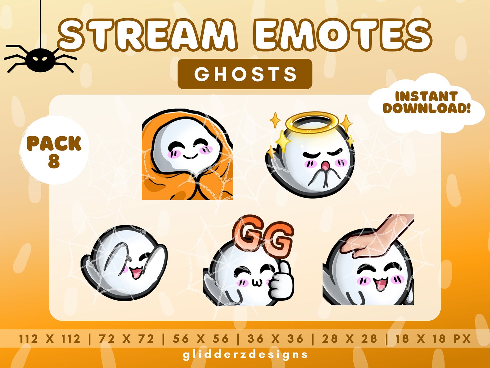 Ghost Twitch Emotes JUMBO PACK 2 | Twitch Ghost Emotes Pack | Cute ...
