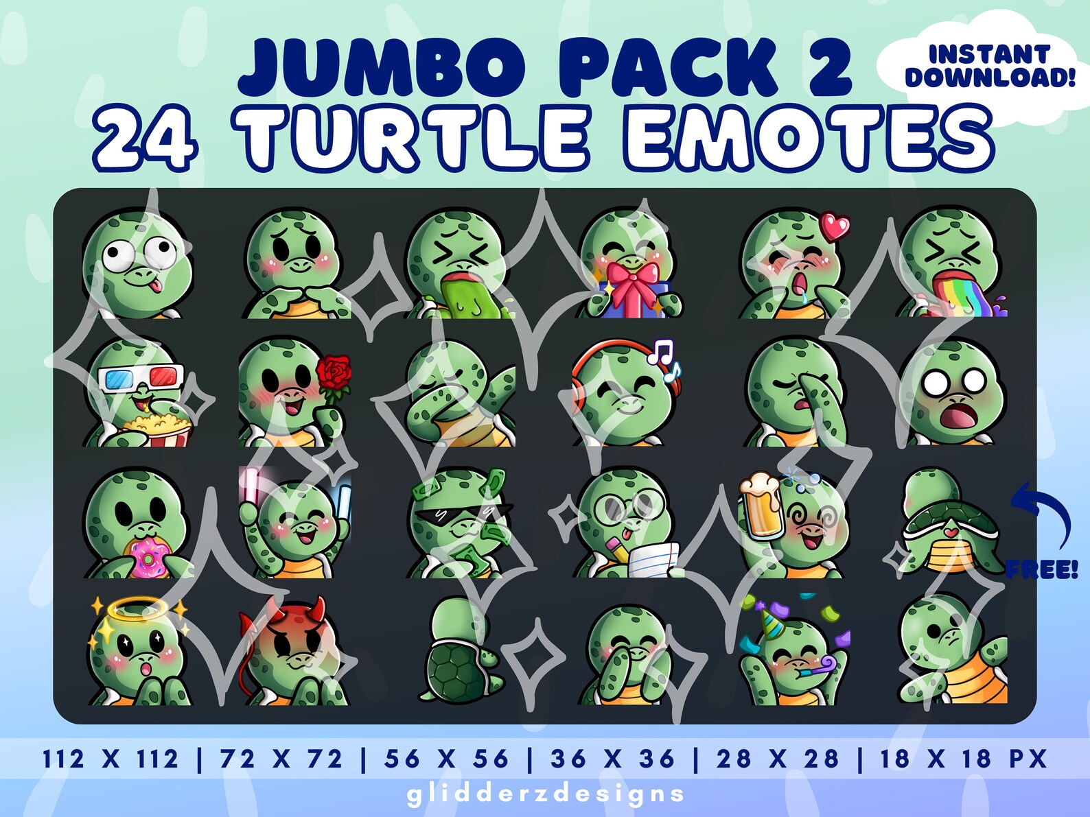 Turtle Twitch Emote Jumbo Pack 2 | Sea Turtle Emotes | 24 Turtle Emotes ...
