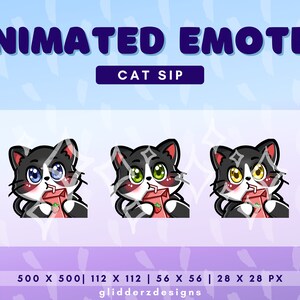 ANIMATED Sip Emote Twitch | Cat Sip Animated Twitch Emote | Tuxedo Cat ...