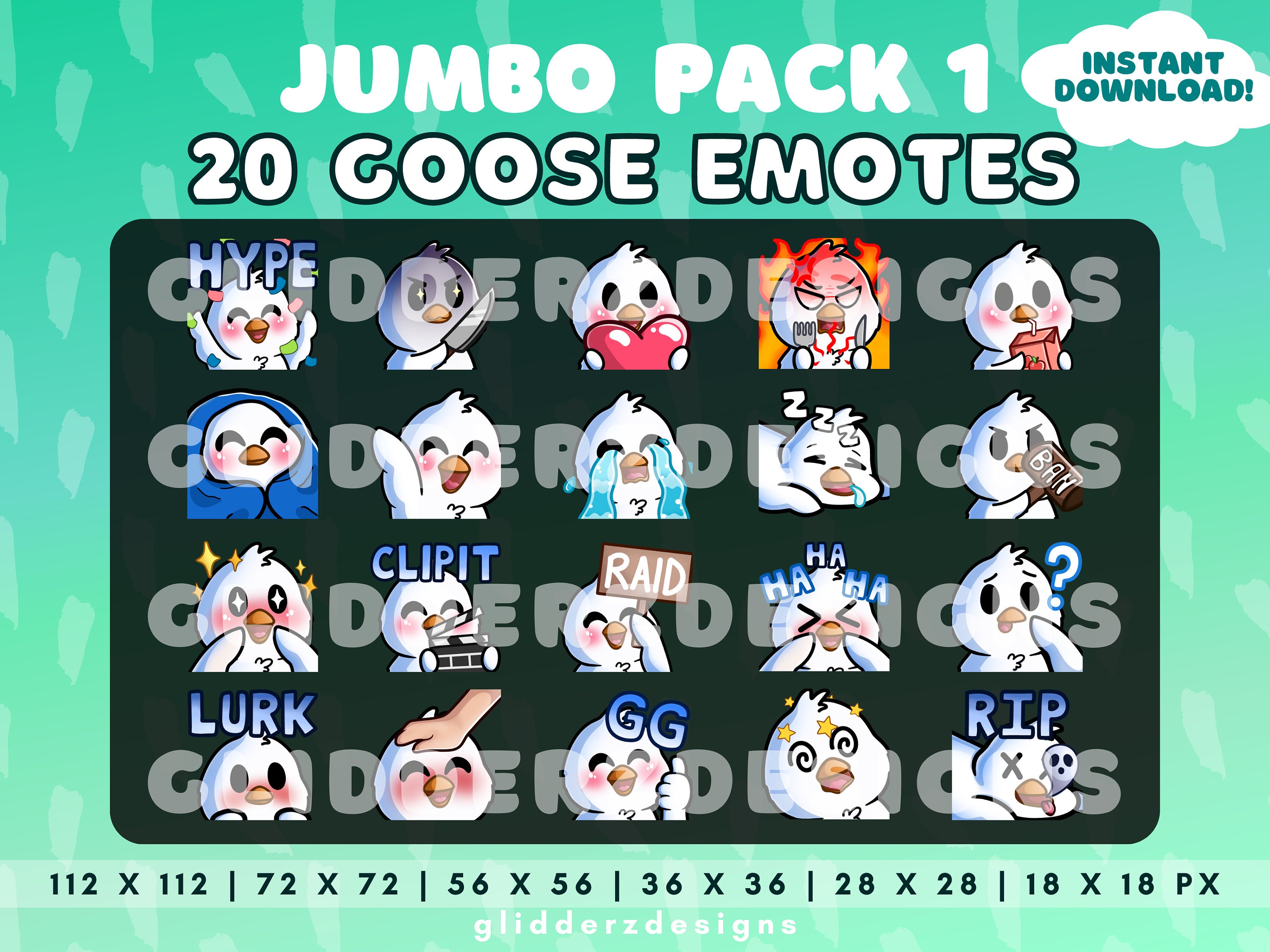 Goose Emote Twitch JUMBO Pack 1 | 20 Goose Twitch Emotes | Cute Goose ...