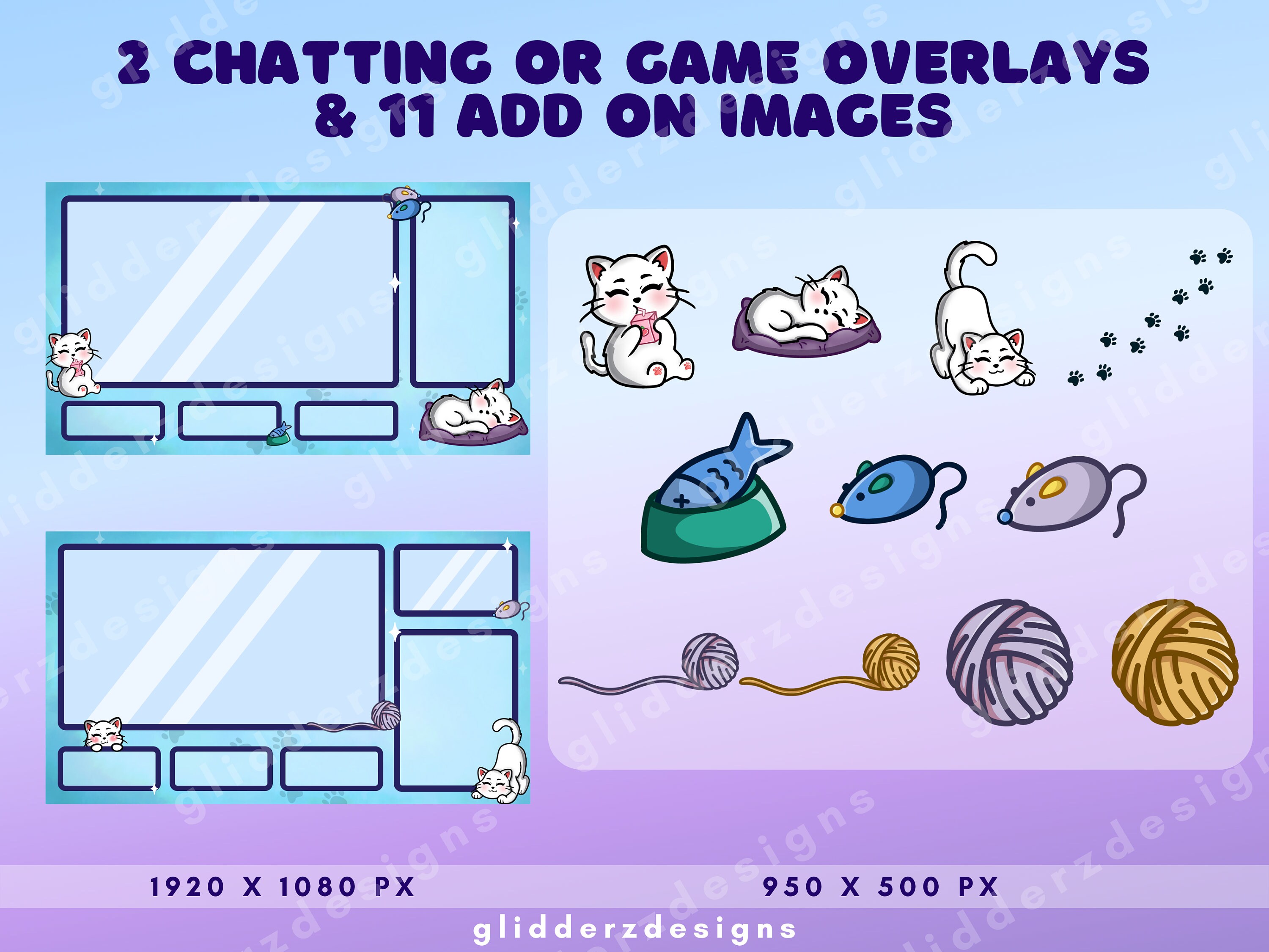 White Cat Twitch Overlay ANIMATED Twitch Cat Overlay - Etsy Canada