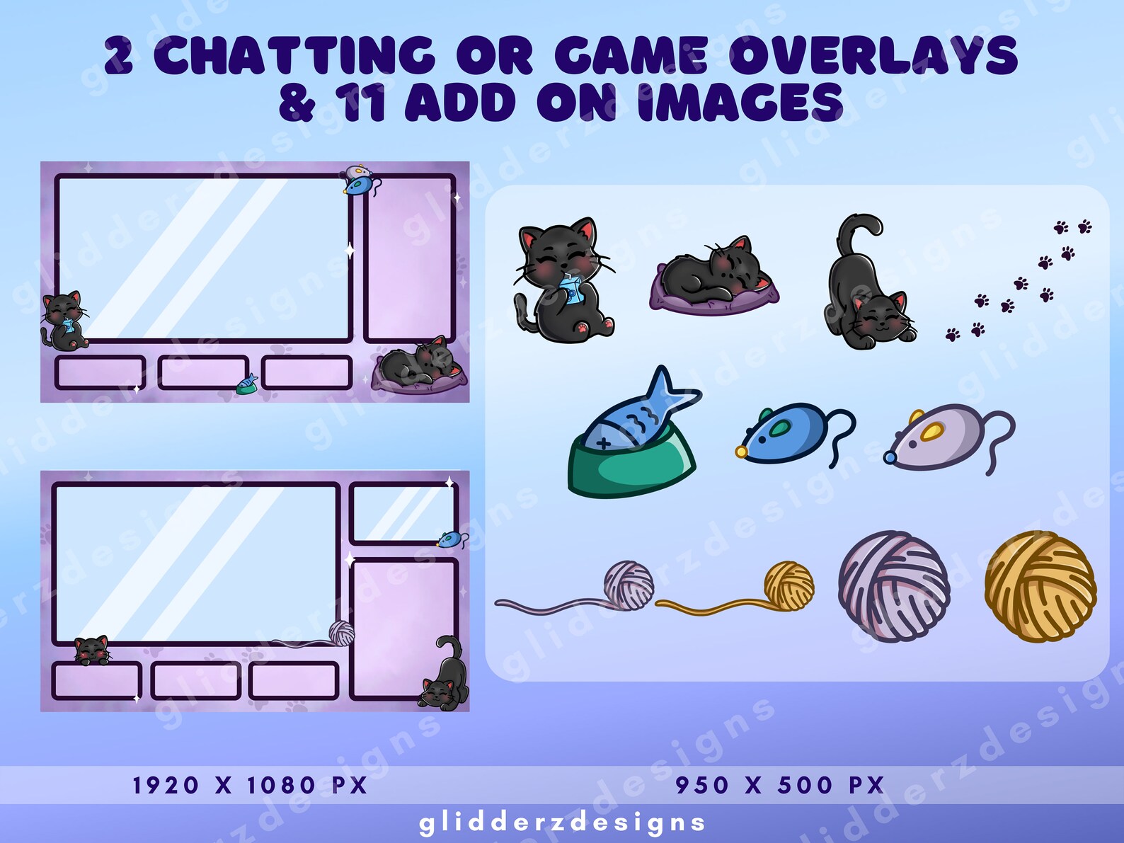 ANIMATED Cat Stream Overlay Black Cat Twitch Overlay - Etsy Canada