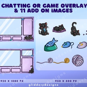 ANIMATED Cat Stream Overlay | Black Cat Twitch Overlay | Animated ...