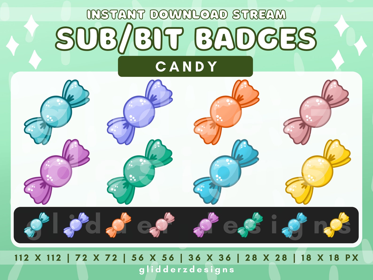 Candy Twitch Sub Badge Cute Candy Badge Twitch Rainbow - Etsy