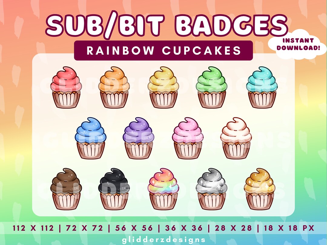 Cupcake Sub Badges | 14 Cupcake Badges and Emotes for Streamers ...