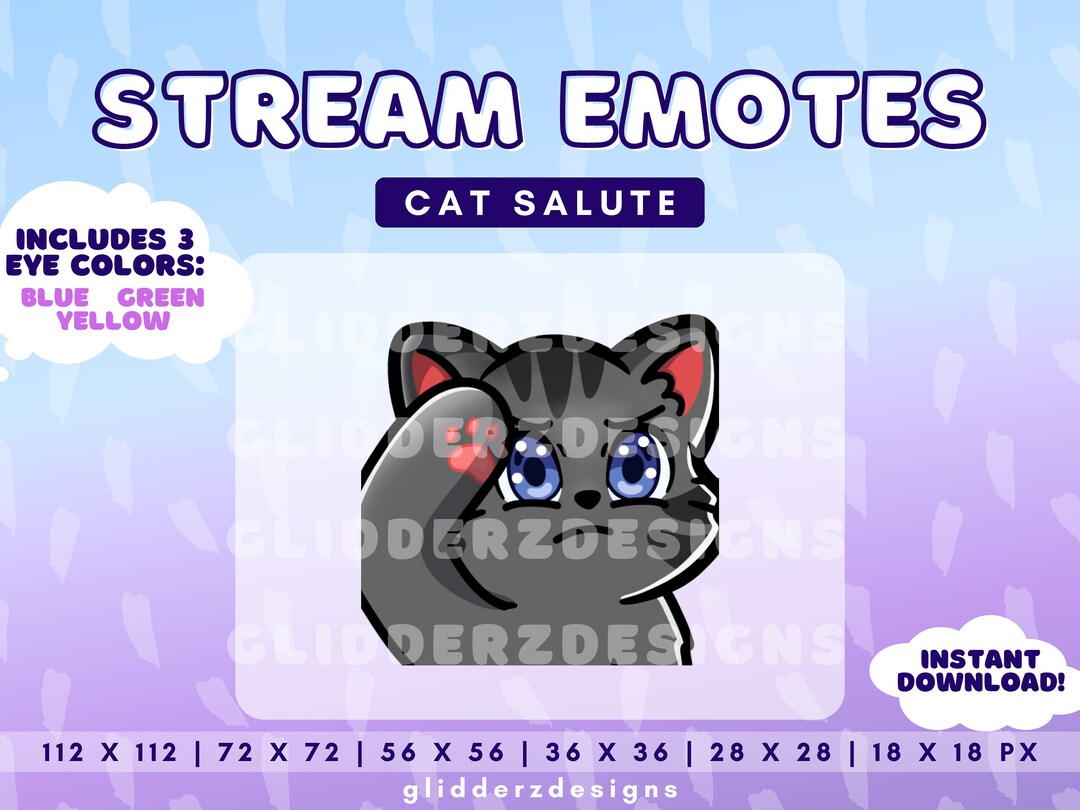 Gray Cat Salute Twitch Emote Gray Cat Salute Emote for Twitch, Discord ...