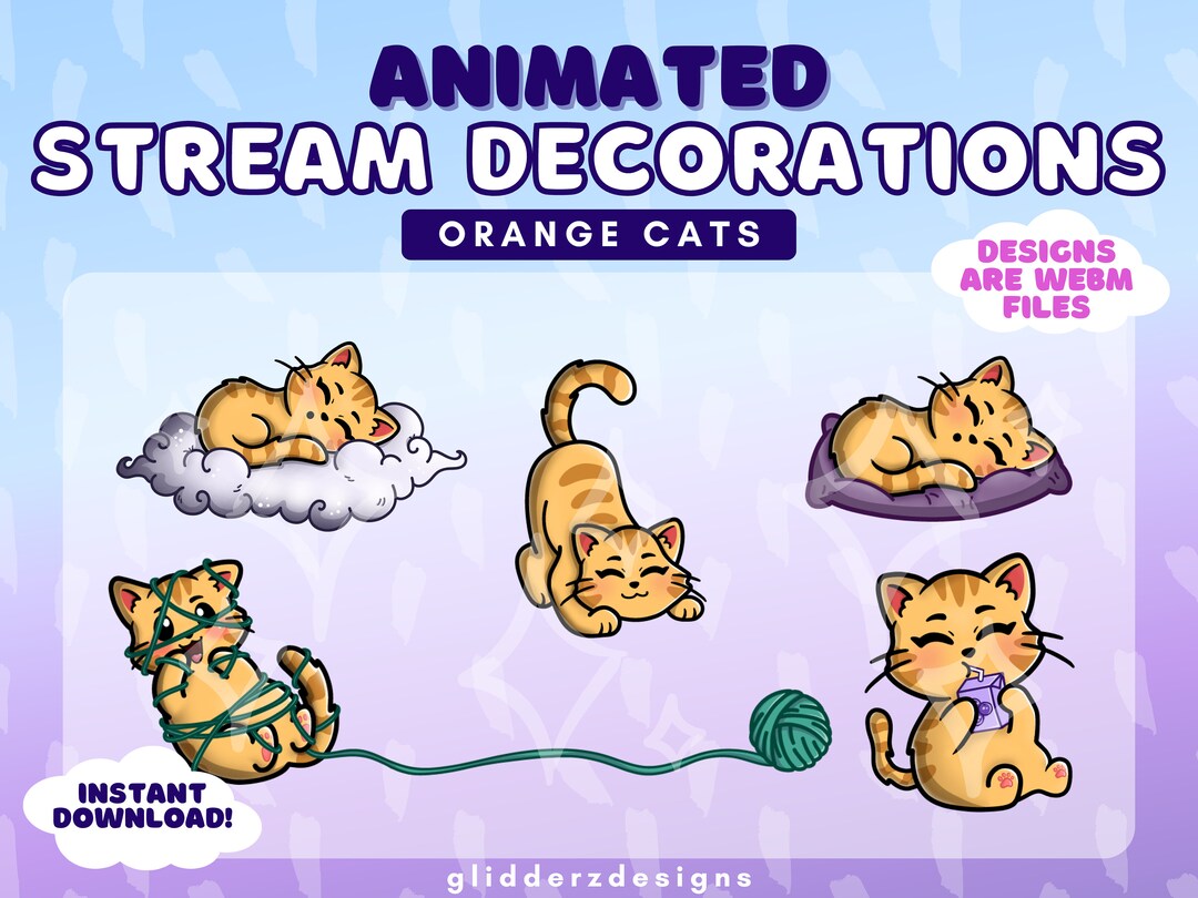 Orange Cat Animated Stream Decorations | Orange Cat Stream Decorations ...
