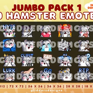 Gray Hamster Twitch Emote JUMBO Pack 1 | 20 Gray Hamster Emotes Twitch ...