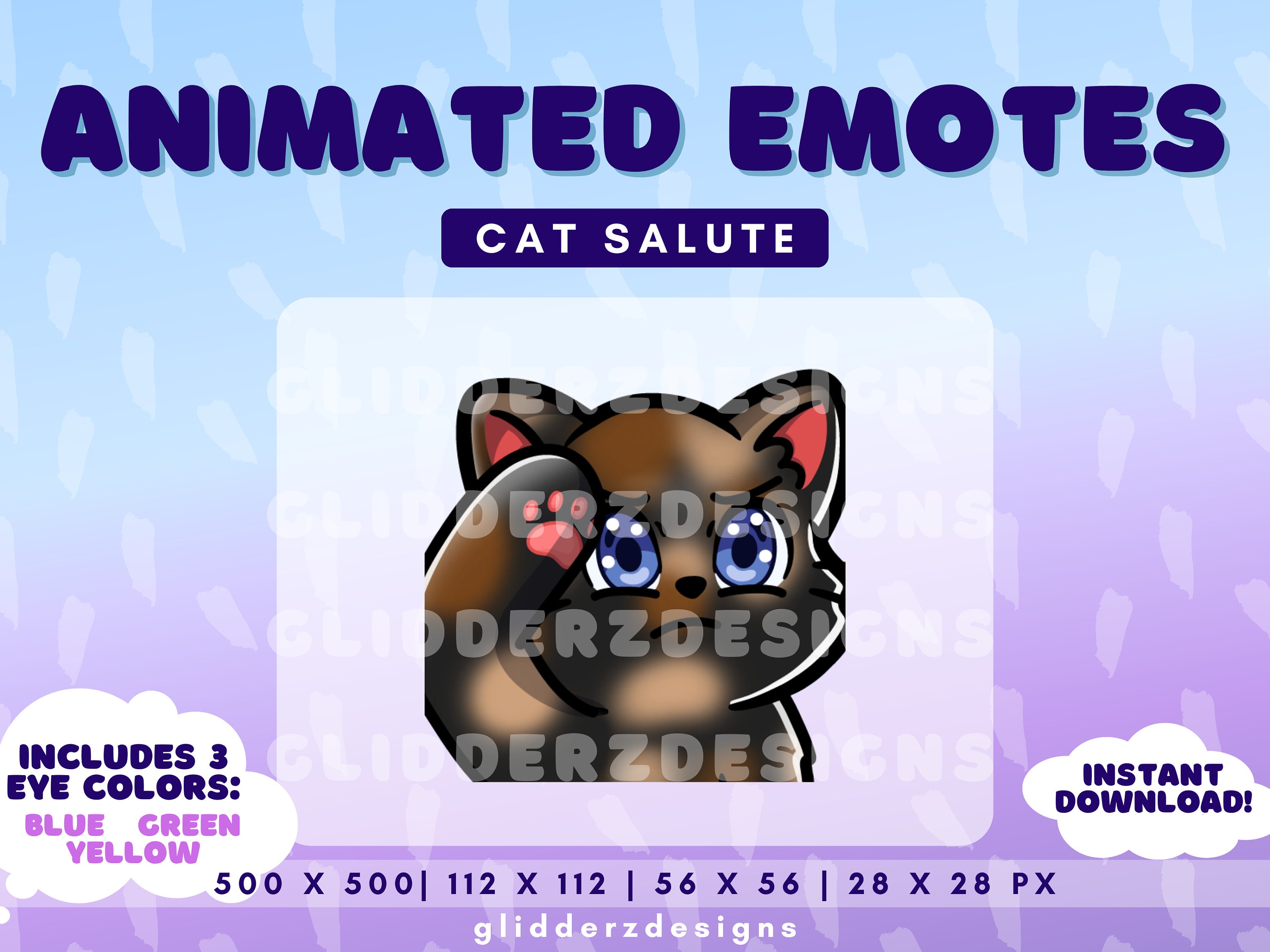 Tortoiseshell Cat Salute Animated Emote Tortoiseshell Cat - Etsy