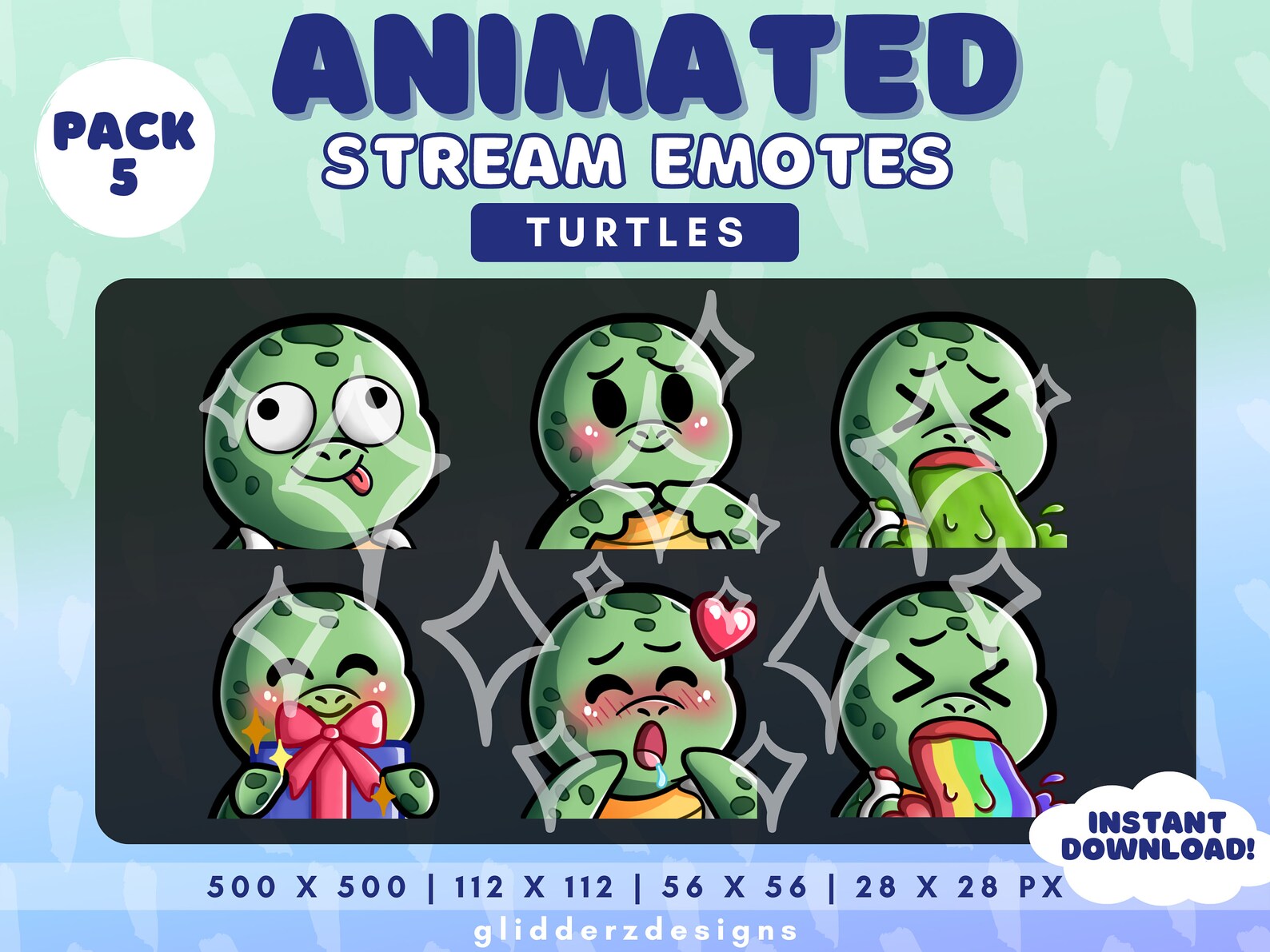 Sea Turtle Animated Twitch Emotes Turtle Emotes Animated - Etsy