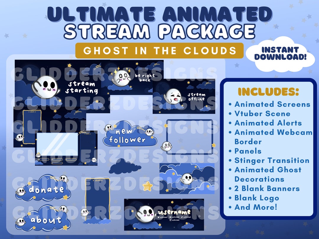 ULTIMATE Ghost Animated Twitch Package | Night Sky Package Animated ...