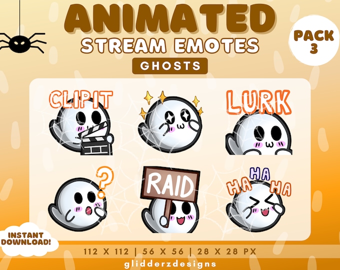 ANIMATED Ghost Pack Emotes for Twitch and Discord ! Cute Chibi Ghosts ...