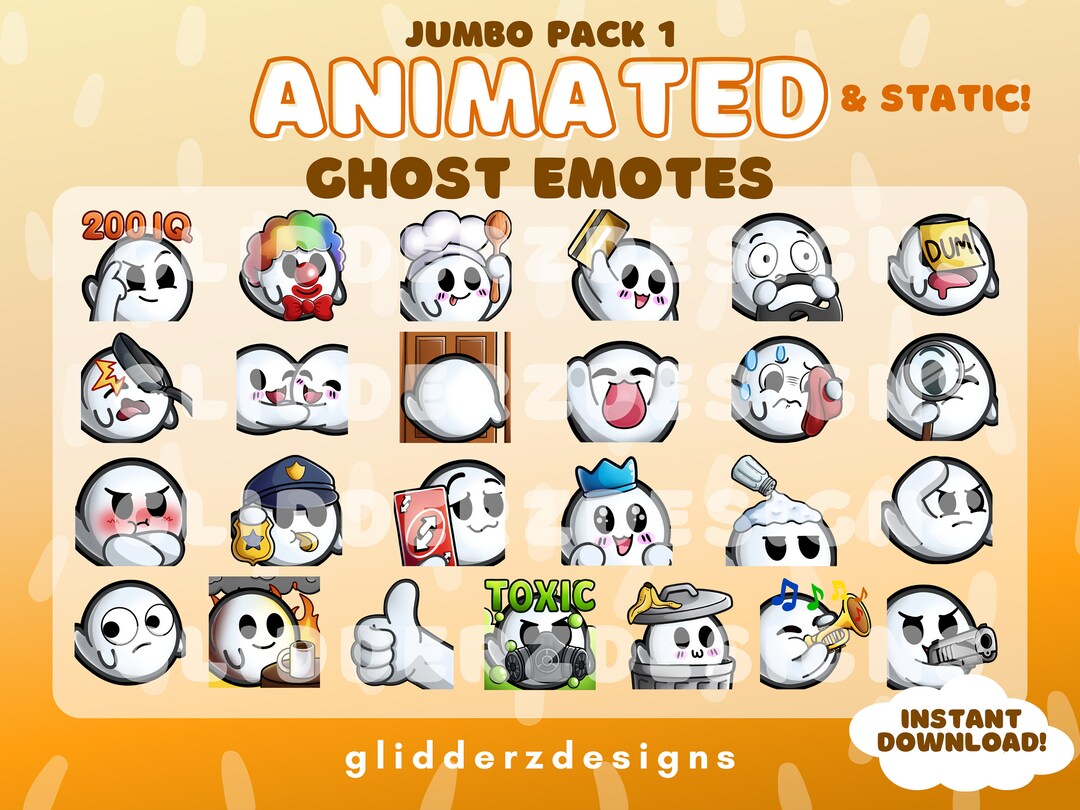 Ghost ANIMATED Emotes Jumbo Pack 3 25 Static AND Animated Ghost Emotes ...