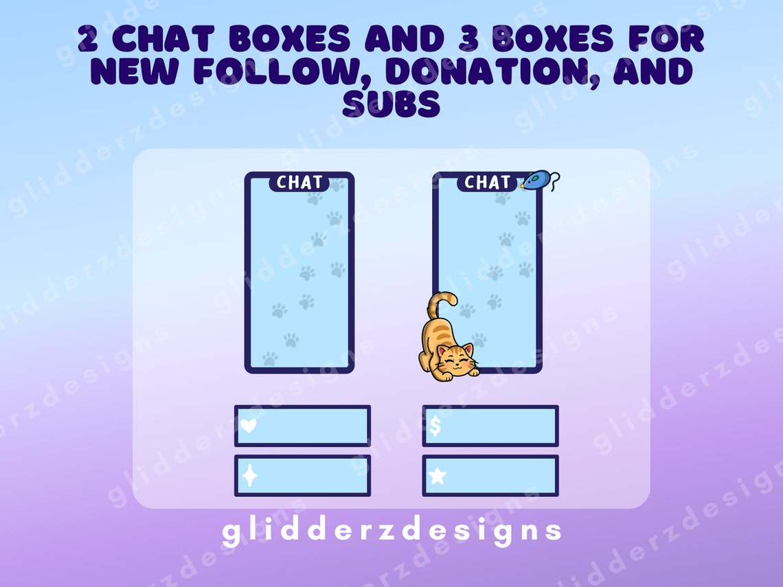 Blue Animated Stream Overlays | Cat Animated Starting Soon Screen ...