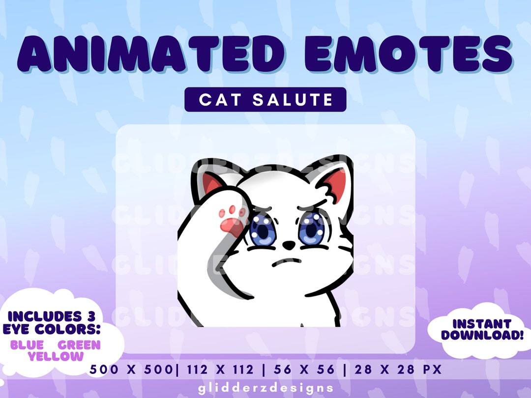 White Cat Salute Animated Emote | White Cat Animated Emote | Salute ...