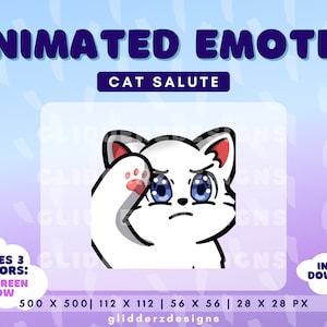 White Cat Salute Animated Emote | White Cat Animated Emote | Salute ...