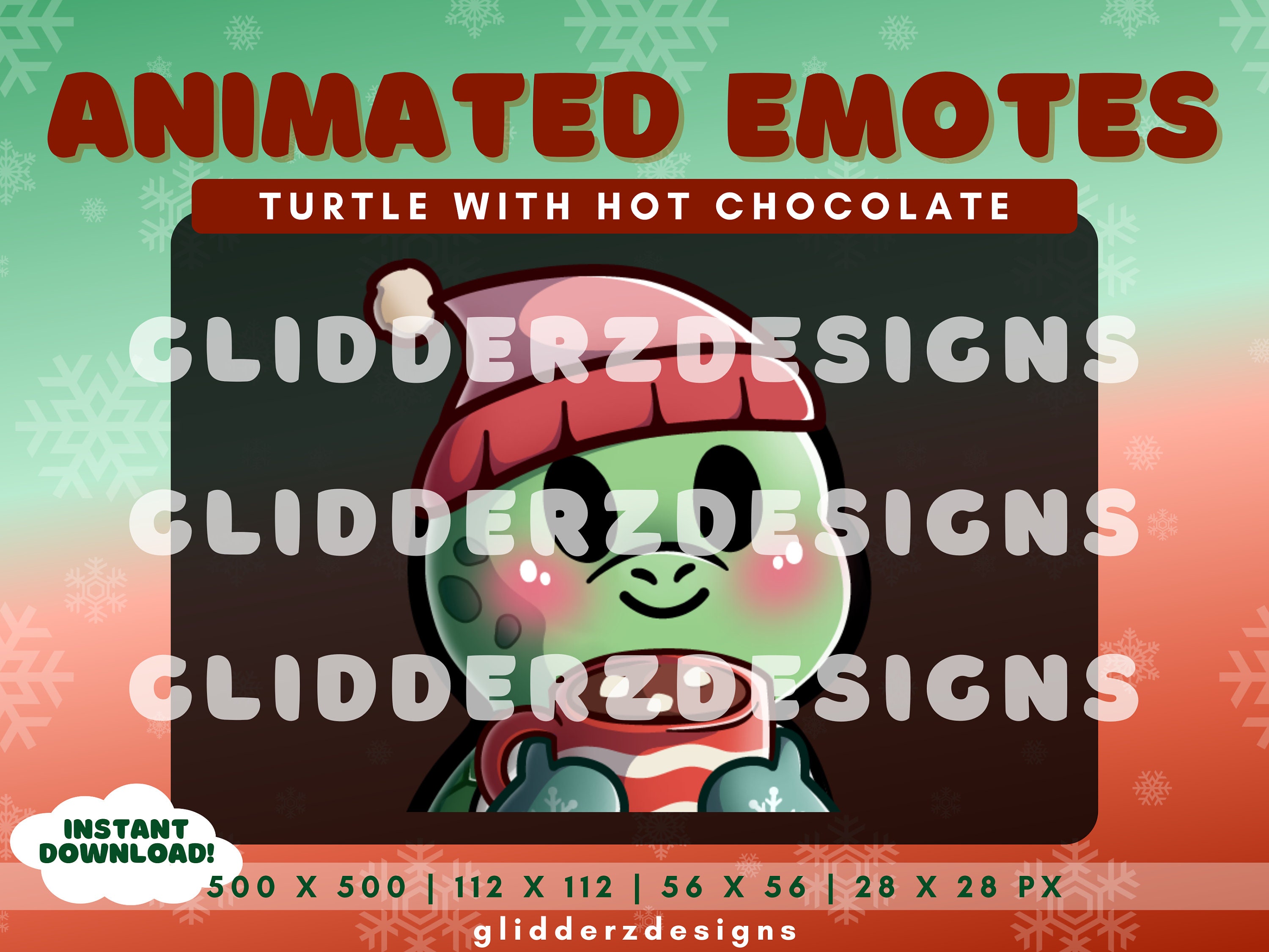 Christmas Turtle ANIMATED Twitch Emote | Hot Chocolate Twitch Emote ...