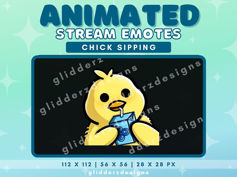 Twitch ANIMATED Emote Chick Sipping Stream Sip Emote - Etsy