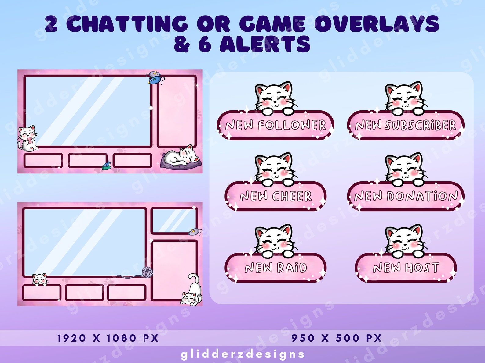 Animated Cat Overlay Package White Cat Twitch Package Cat - Etsy