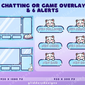 ANIMATED Cat Stream Package | White Cat Stream Overlay Package | Blue ...