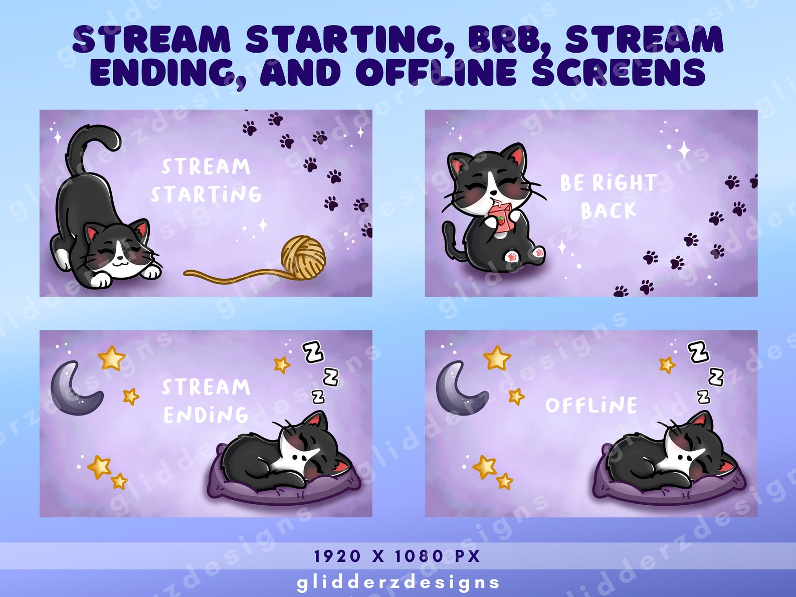 ANIMATED Twitch Overlay Cat Cat Animated Stream Overlays | Etsy