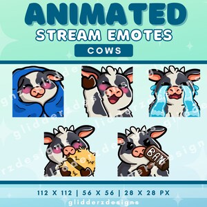 Animated Emote Twitch | Cow Animated Emotes for Streams | 5-pack Cow ...