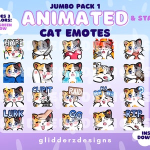 Calico Cat ANIMATED Emotes Jumbo Pack 1 | 20 Calico Cat Twitch Emotes ...