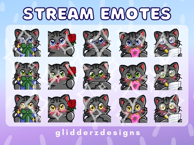Gray Cat Emote Jumbo Pack 2 Gray Cat Stream Emotes Gray - Etsy