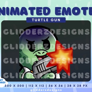 Turtle Gun Animated Emote | Gun Twitch Emote | Cute Turtle Emotes ...