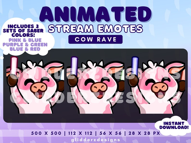 Strawberry Cow ANIMATED Glow Stick Emote Pink Cow Rave - Etsy Strawberry Cow ANIMATED Glow Stick Emote Pink Cow Rave - Etsy