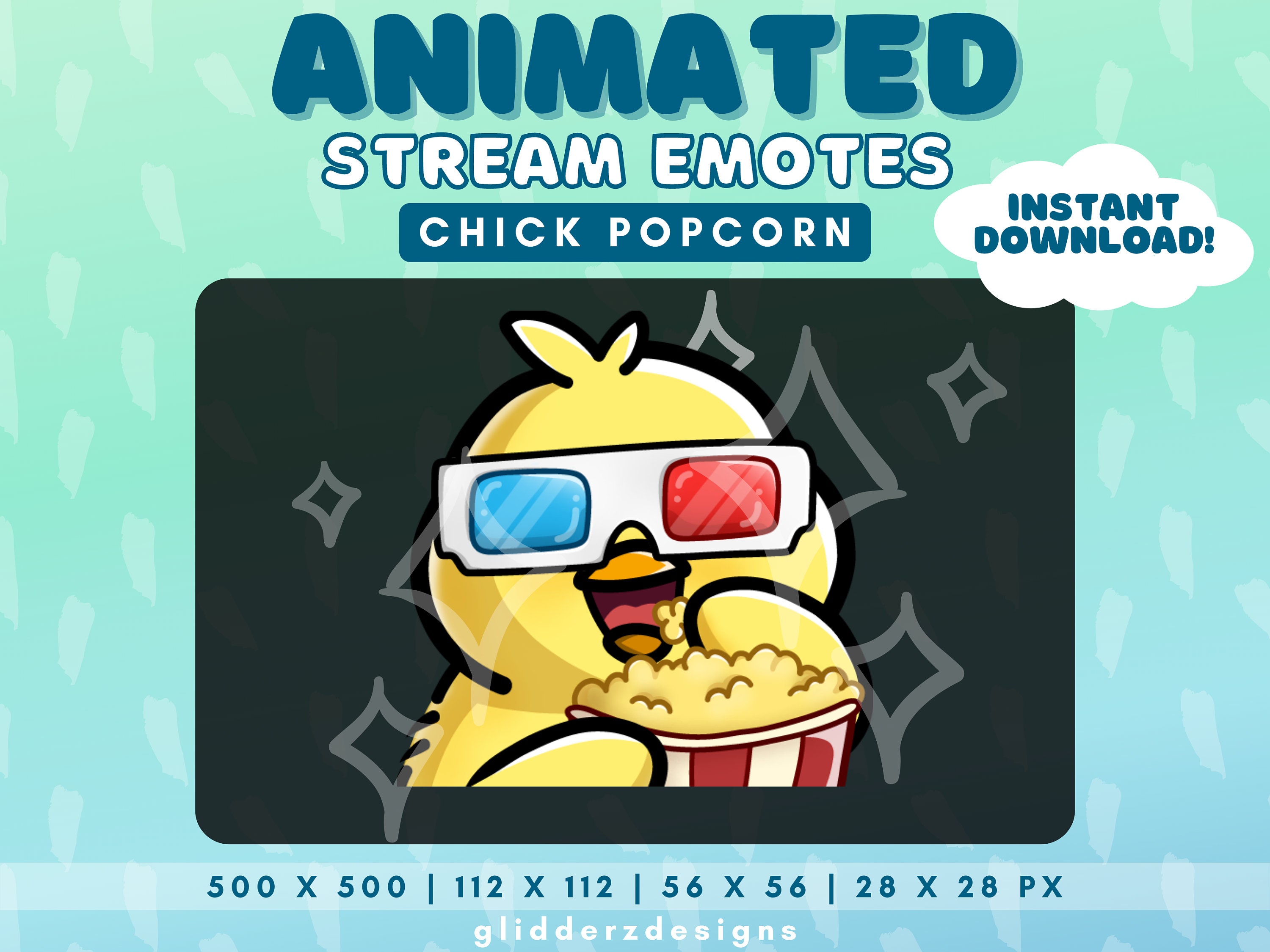 Chick Eating Popcorn Animated Emote Chick Popcorn Animated - Etsy