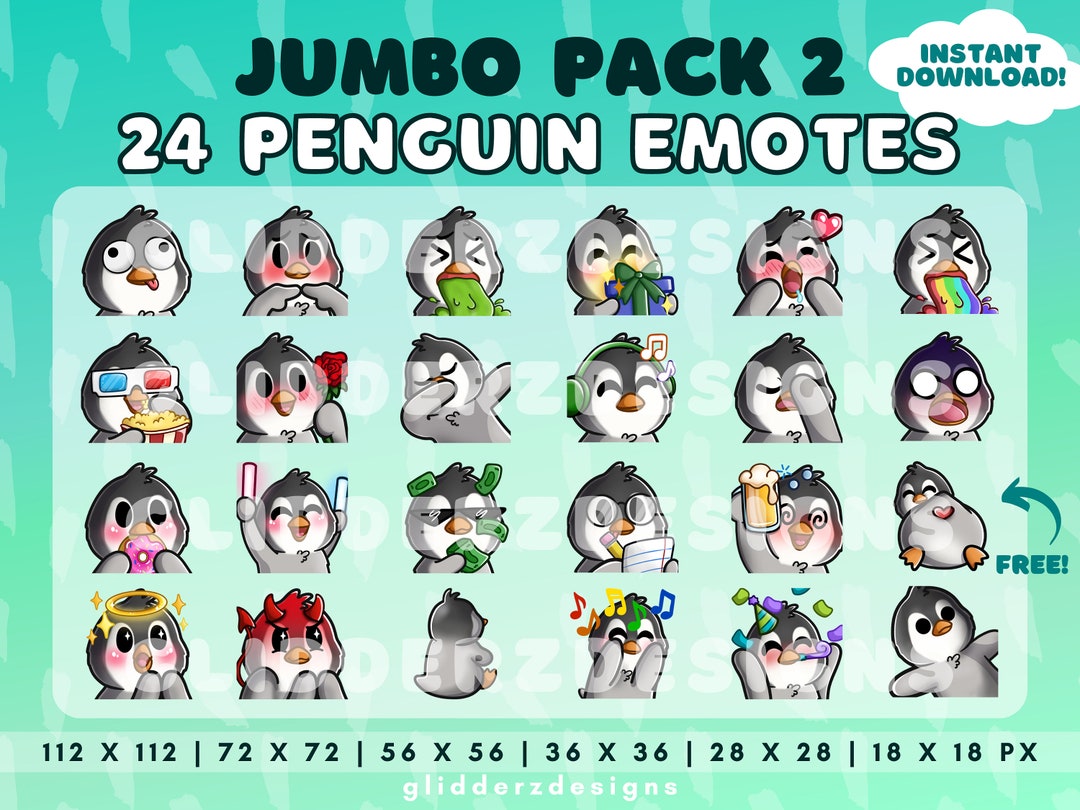 Penguin Twitch Emote Jumbo Pack 2 | Penguin Emotes | 24 Penguin Emotes ...