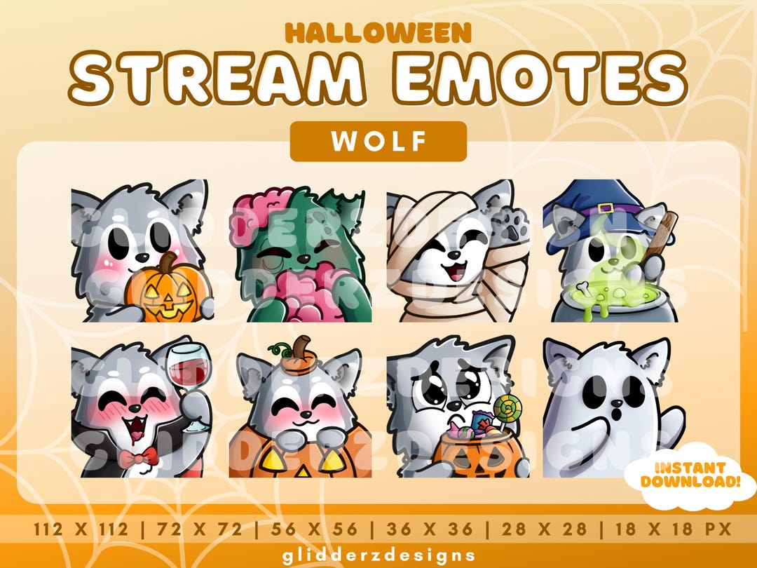 Wolf Halloween Twitch Emote Pack | Halloween Wolf Emotes | 8 Halloween ...