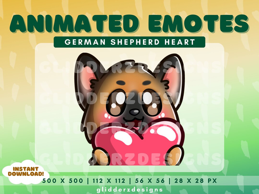 German Shepherd Animated Twitch Emote | Dog Heart Animated Emote | Dog ...