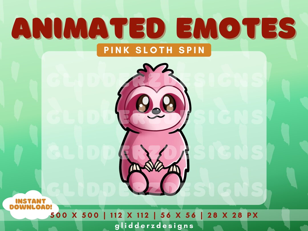 Pink Sloth Spin Animated Twitch Emote | Spinning Emote Twitch | Cute ...
