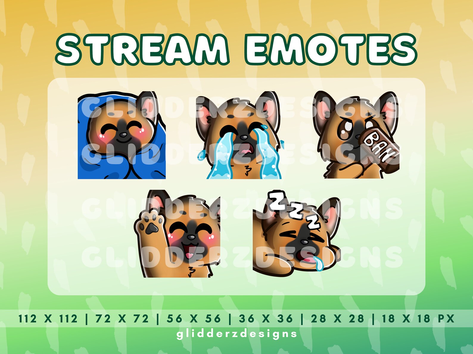 German Shepherd Emote Jumbo Pack 1 20 German Shepherd Twitch - Etsy