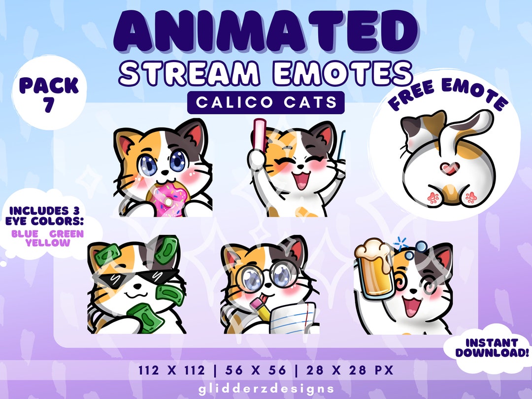 Calico Cat Animated Twitch Emote Pack 7 Calico Cat Animated Emotes ...