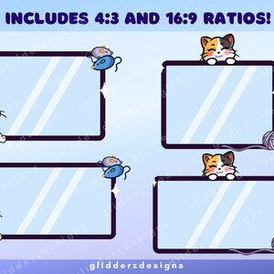 ANIMATED Cat Webcam Overlay Calico Cat Twitch Webcam Frames Purple ...