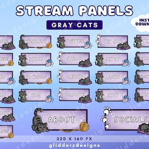 Cat Stream Package Animated | Gray Cat Twitch Package | Cat Stream ...