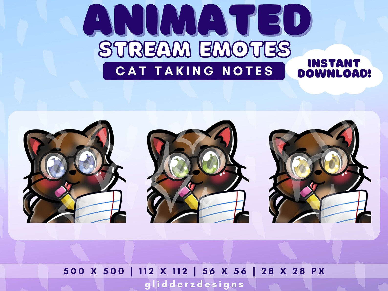 Tortoiseshell Cat Notes Animated Emote | Tortoiseshell Cat Emote ...