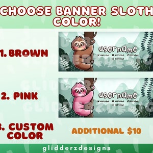 Sloth Twitch Banner | Customizable Twitch Banner | Cute Sloth Banner ...